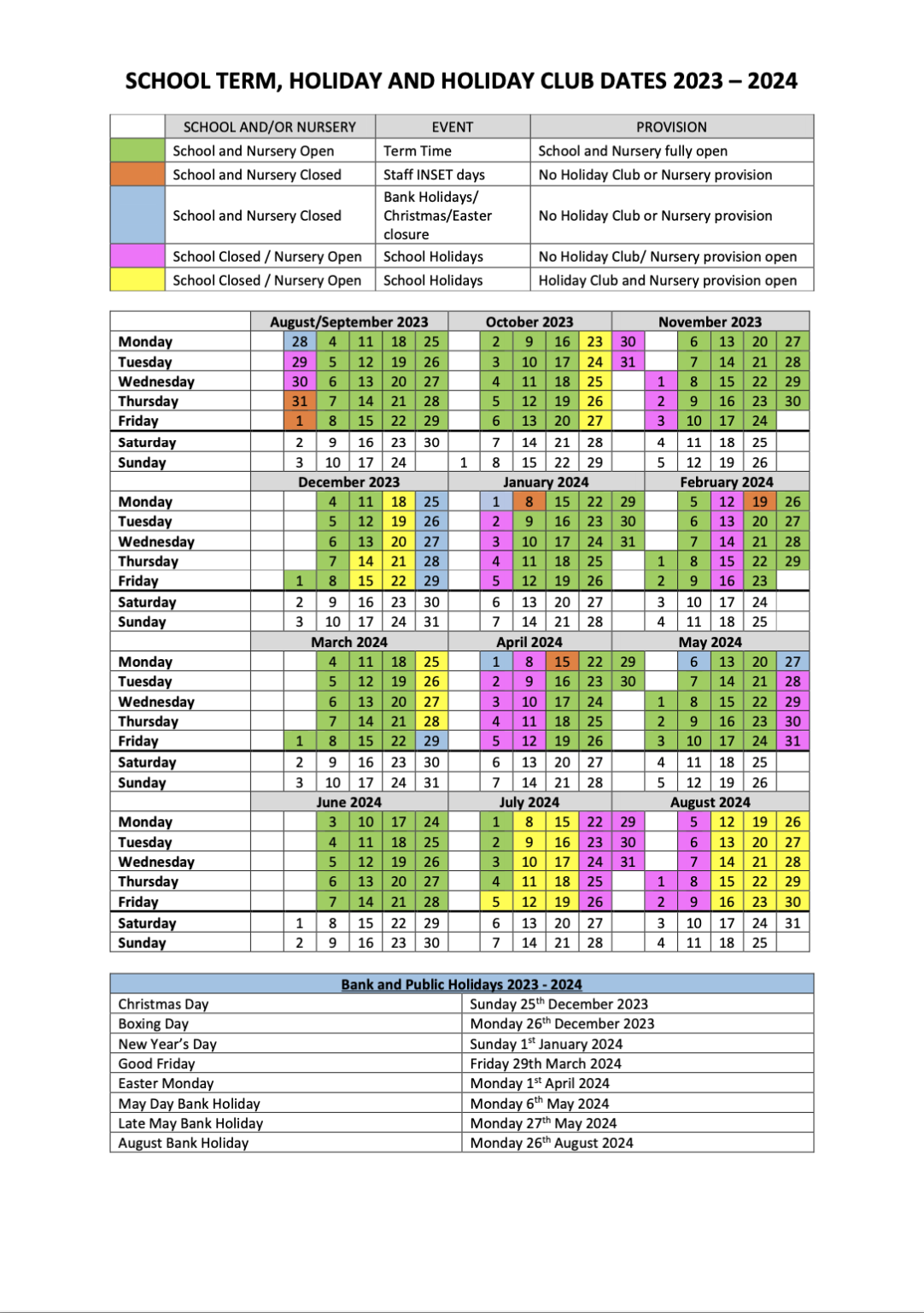 Cricklade Manor Prep School & Nursery - Term Dates for 2019 and 2020